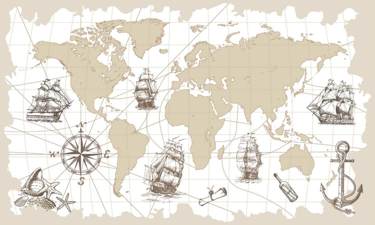 Vintage Map - Carte, Papiers Peints, Vintage - SublimeWall
